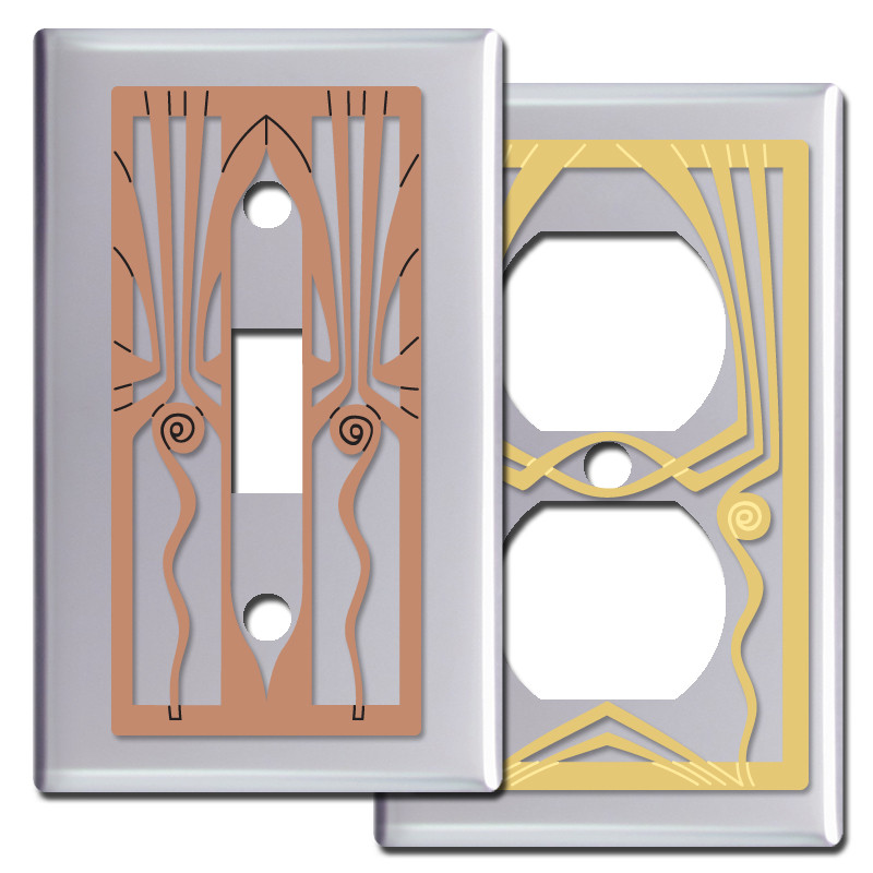Retro Art Deco Wall Plate Covers in Polished Chrome - Kyle Design