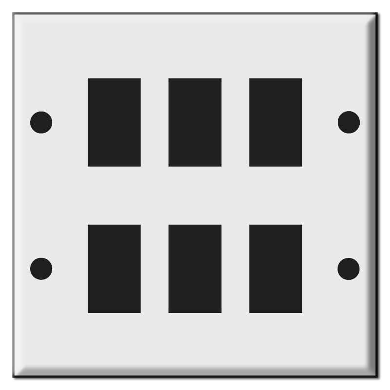 GE Original Style Two Gang Switch Plates for 6 Low Voltage Switches