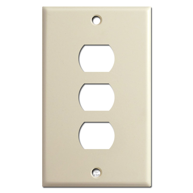 Three Hole Stacked Despard Switch Plate Covers - White