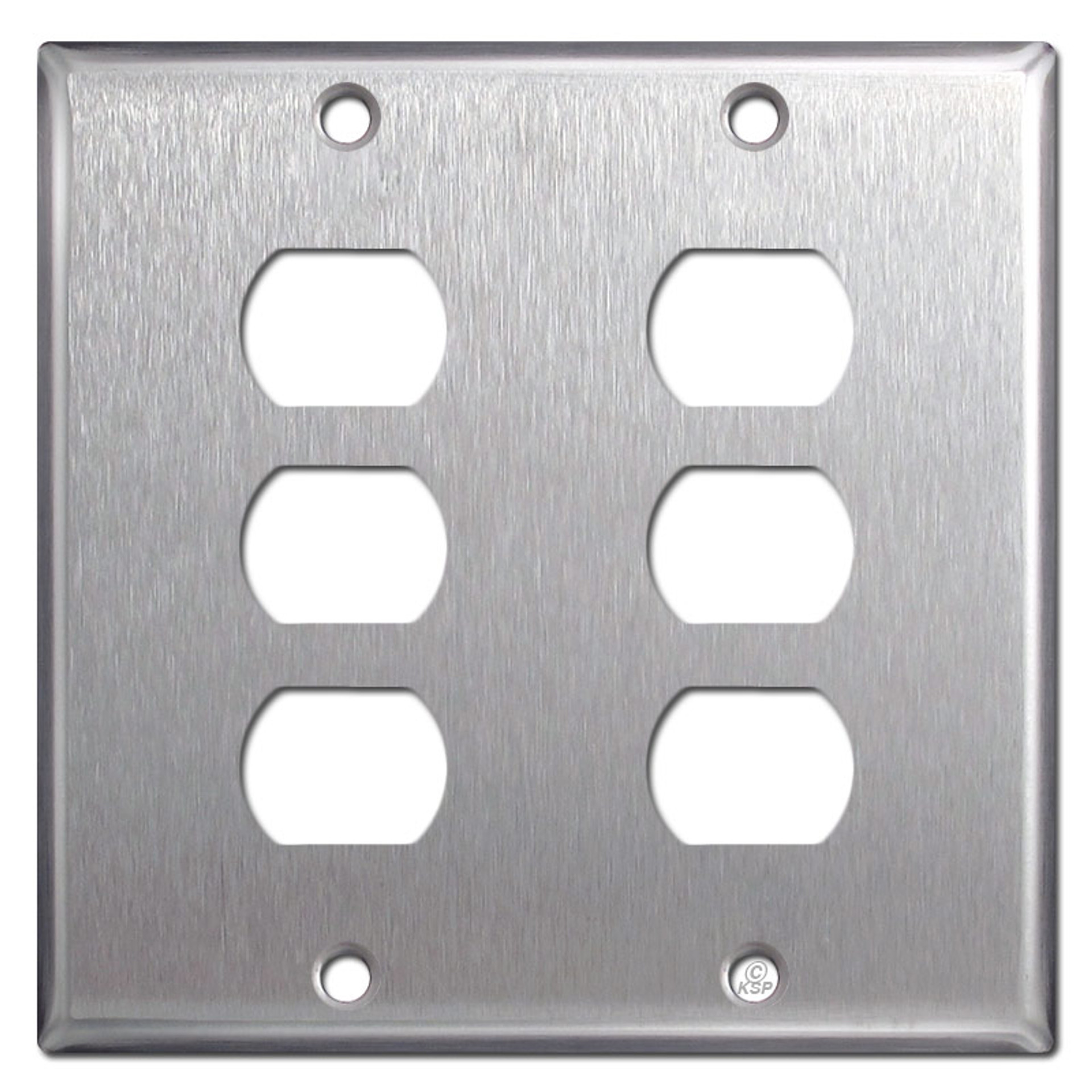 Double 3 Stacked Despard Light Switch Cover Satin Stainless Steel