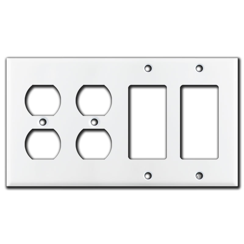 Tall 2 GFI Rocker 1 Duplex Outlet Cover - White | Kyle Switch Plates