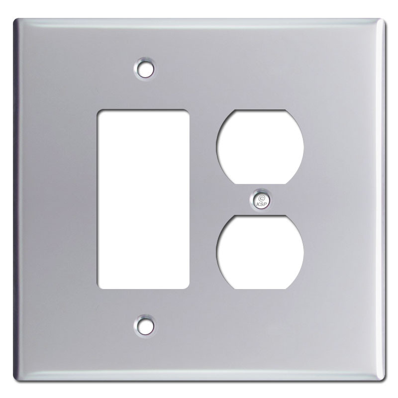 Double Rocker Switch Plate Cover - Polished Chrome