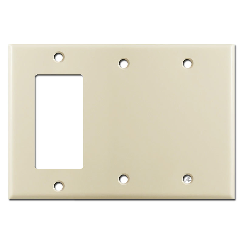 1 GFCI Decora Rocker Switch & 2 Blank 3-Gang Wall Plates - Ivory