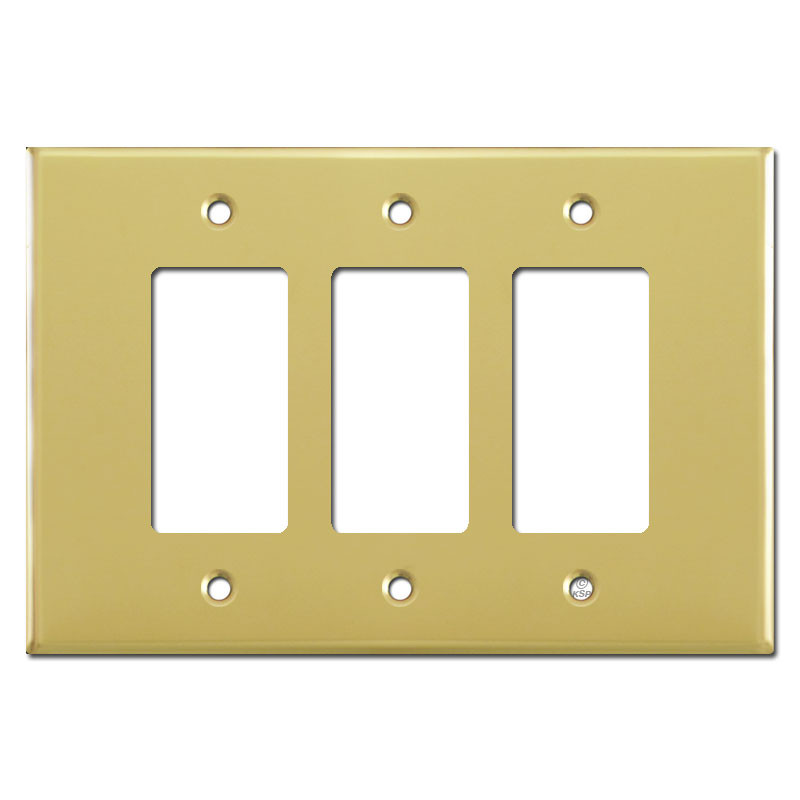 Jumbo Triple Gang 3 Decora Rocker Switch Plate - Polished Brass