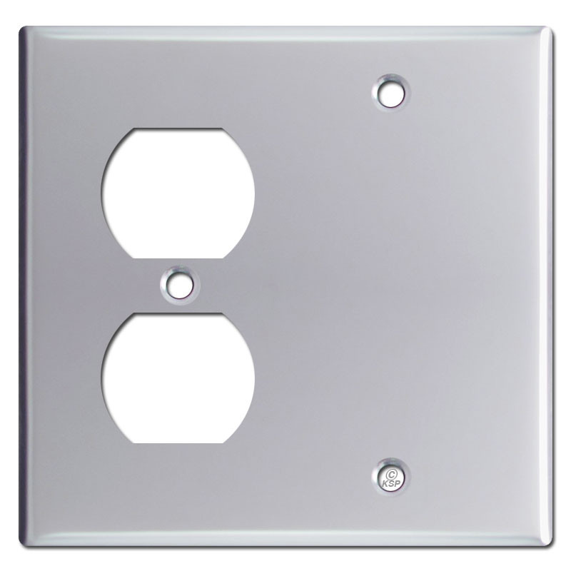Duplex Receptacle Blank Switch Plate - Polished Chrome