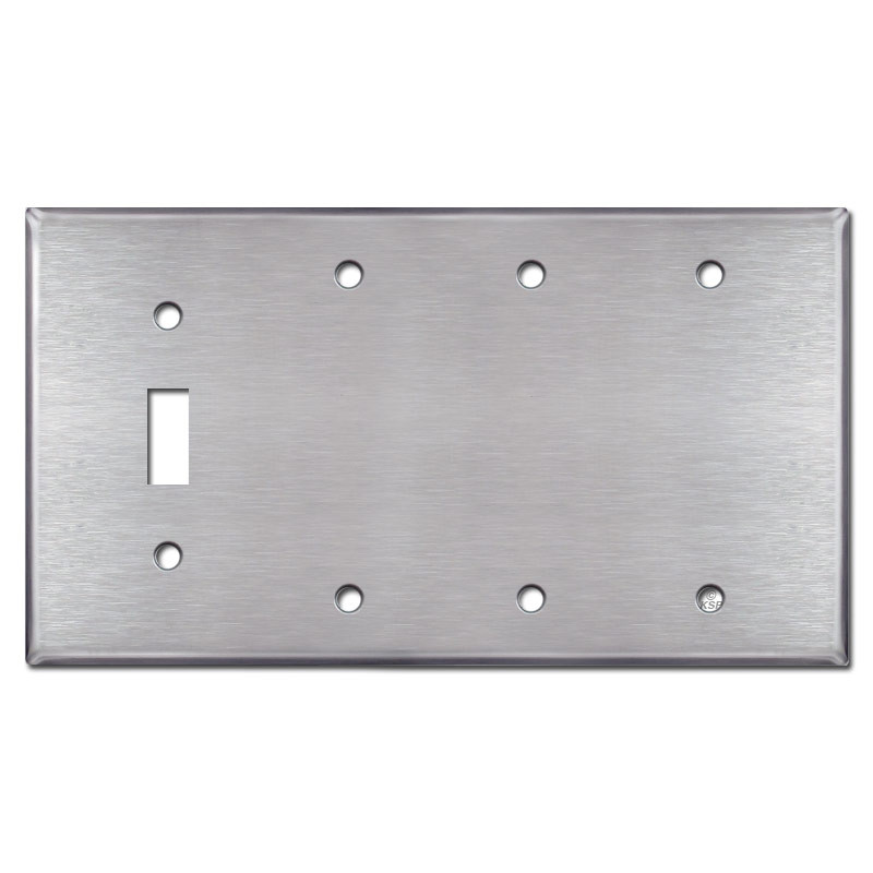 Single Toggle Double Blank Cover Plates - Satin Stainless Steel