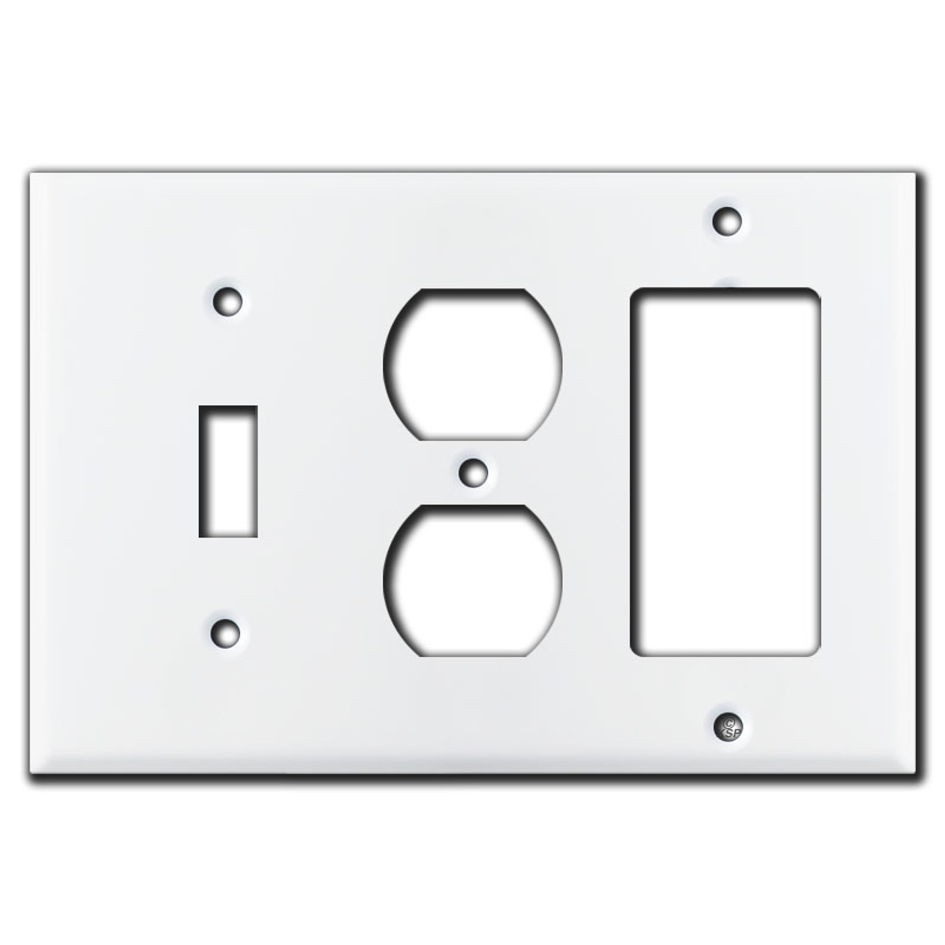 1 Toggle 1 Rocker 1 Duplex Wall Plate - White | Kyle Switch Plates