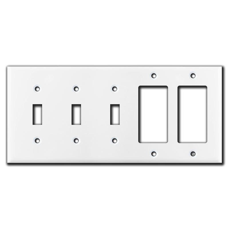 3 Toggle 2 Decora Switch Plates - White | Kyle Switch Plates