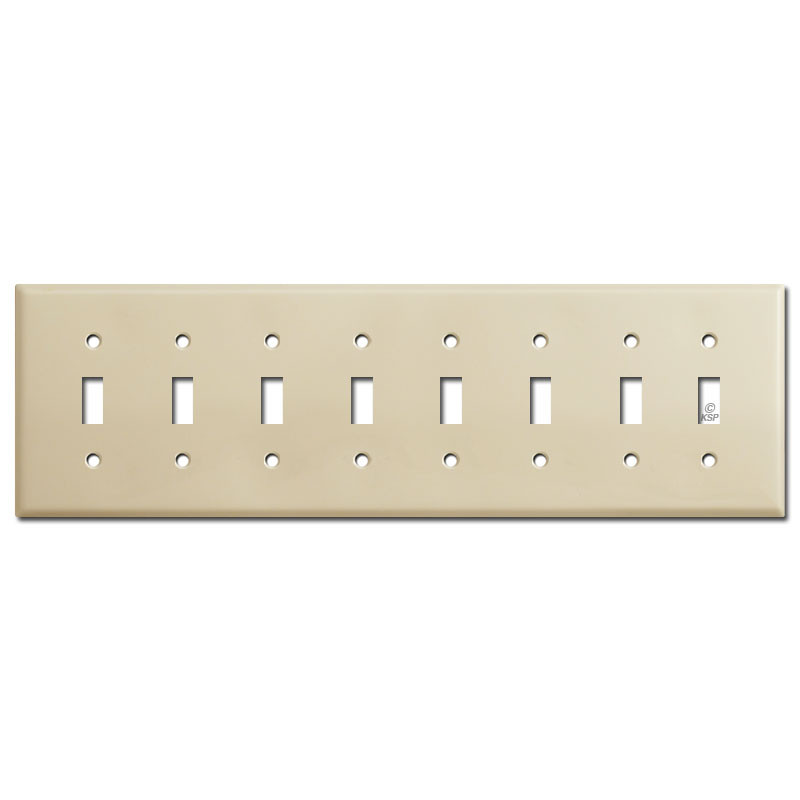 8 Gang Toggle Wall Plates - Ivory | Kyle Switch Plates