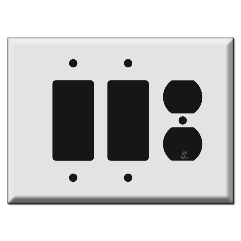 1 Duplex Receptacle - 2 GFCI Decora Rocker Combo Switch Plates