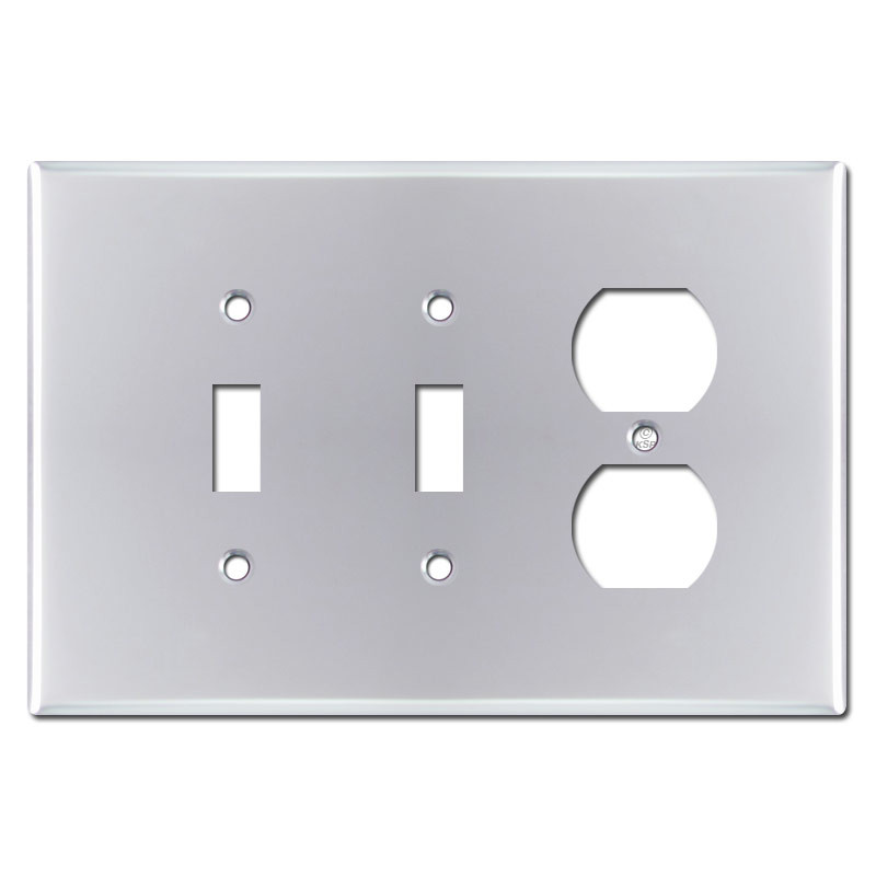 1 Toggle 1 Duplex Outlet Combo Switch Plates - Polished Chrome