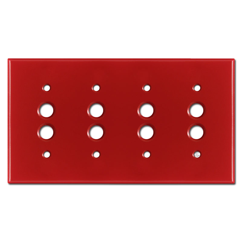 Four Gang Push Button Switch Plates - Red | Kyle Switch Plates
