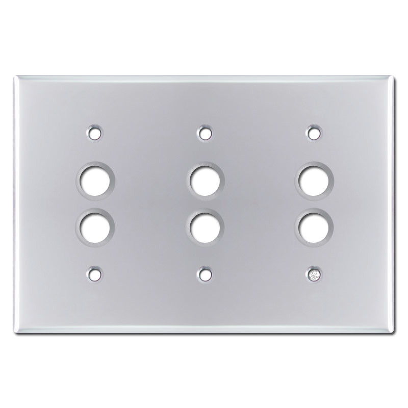 Two Push Button Wall Plate Covers - Polished Chrome