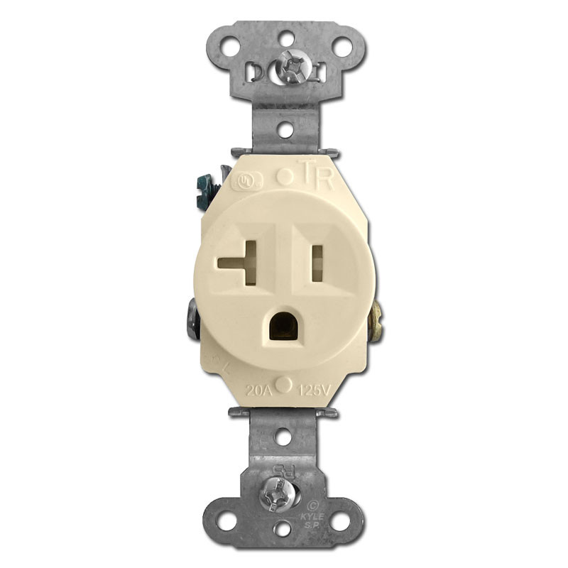 Tamper Resistant Ivory Round 20A Single Power Outlets