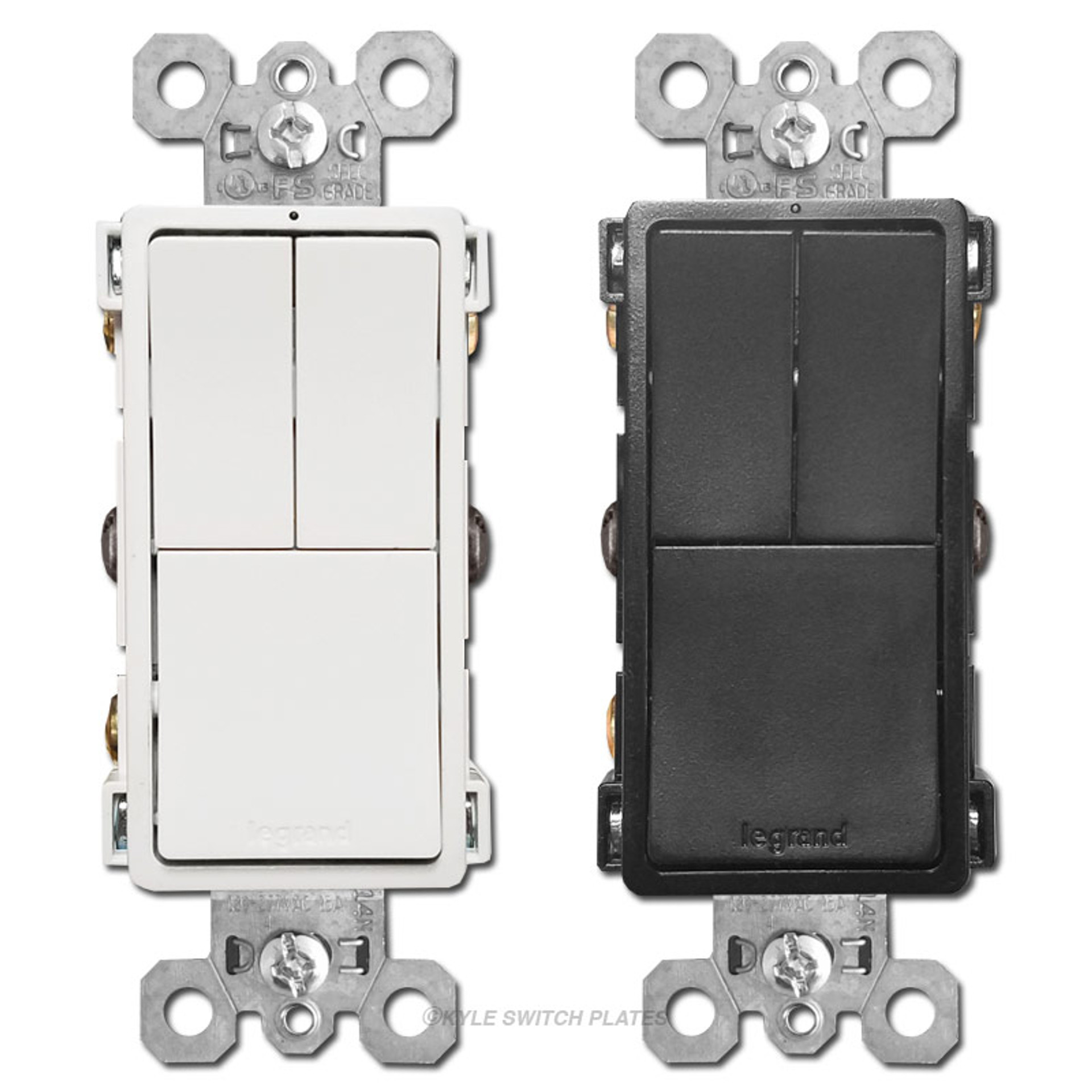 3 Stacked Single Pole Decora Rocker Switches Leviton 1755