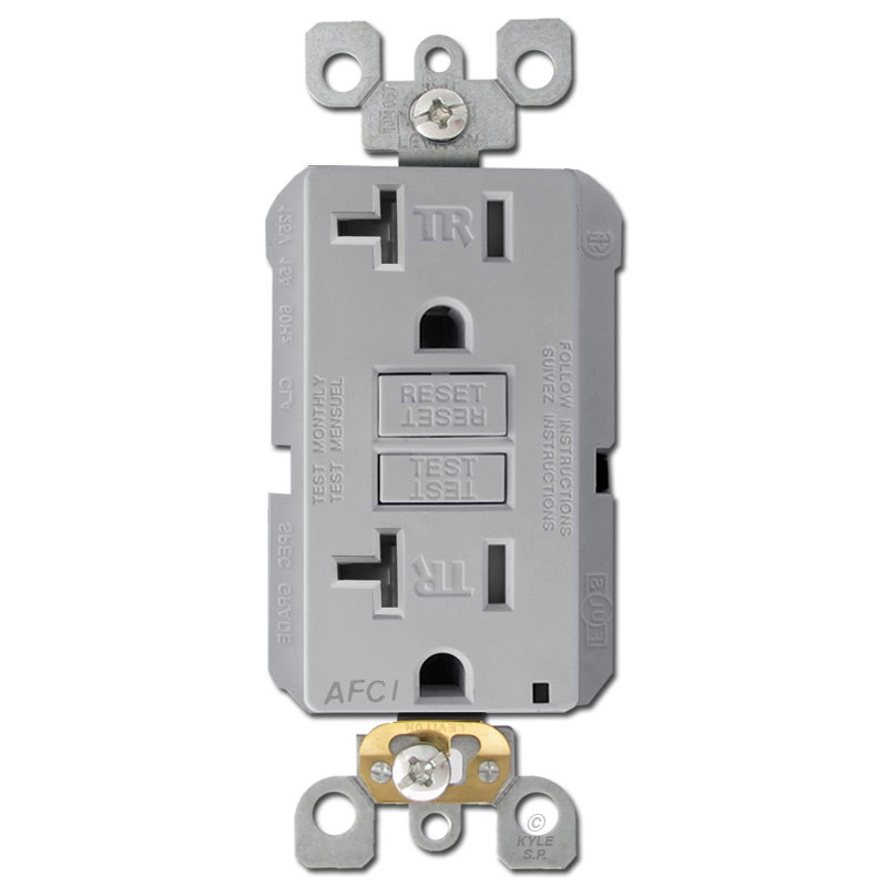 AFCI Receptacle 20A Leviton Decora TR - Black | Kyle Switch Plates