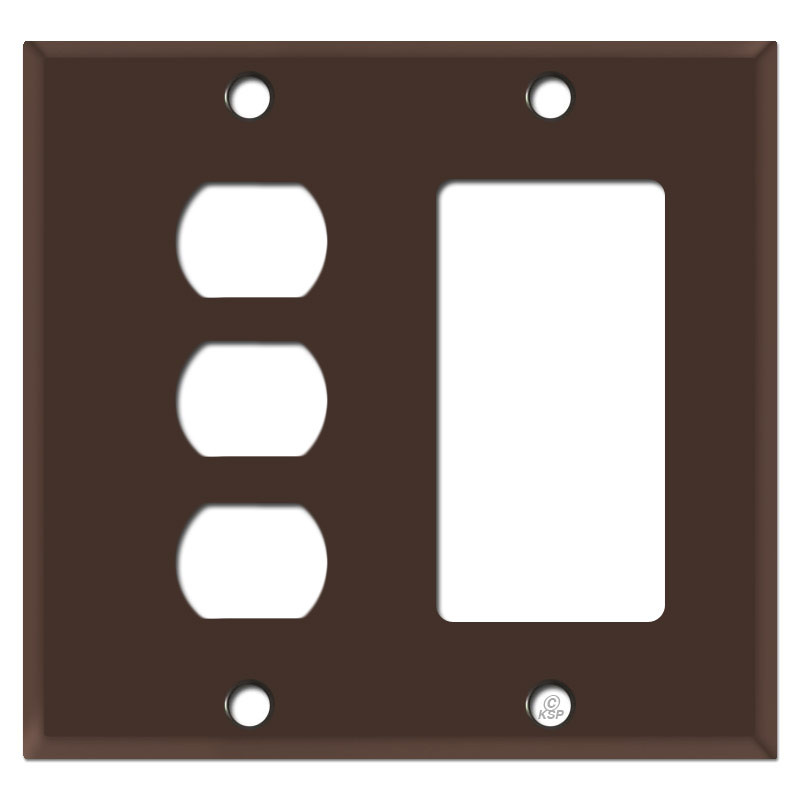 3 Sideways Despard Switch & GFCI Rocker Wall Plate - Brown