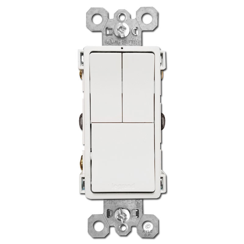 White Triple Stacked Combination Decora Rocker Switch