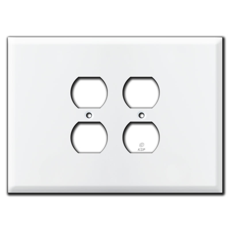 Jumbo Duplex Outlet / 1 Round Plug Plate Covers - White