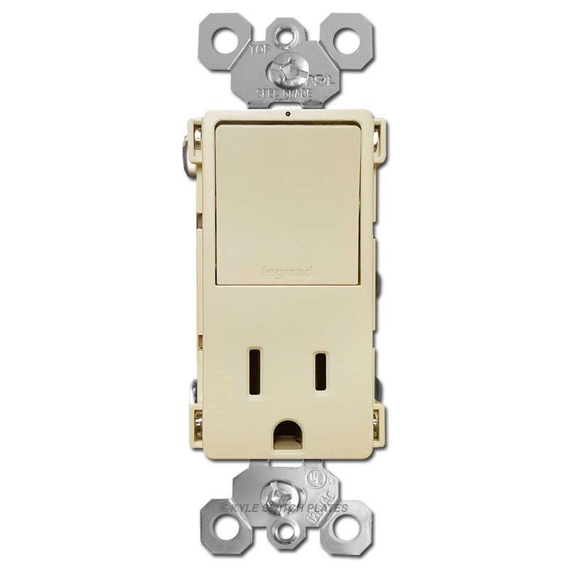 Stacked Outlet 15 Amp + 3-Way Decor Light Switch Combo - Ivory