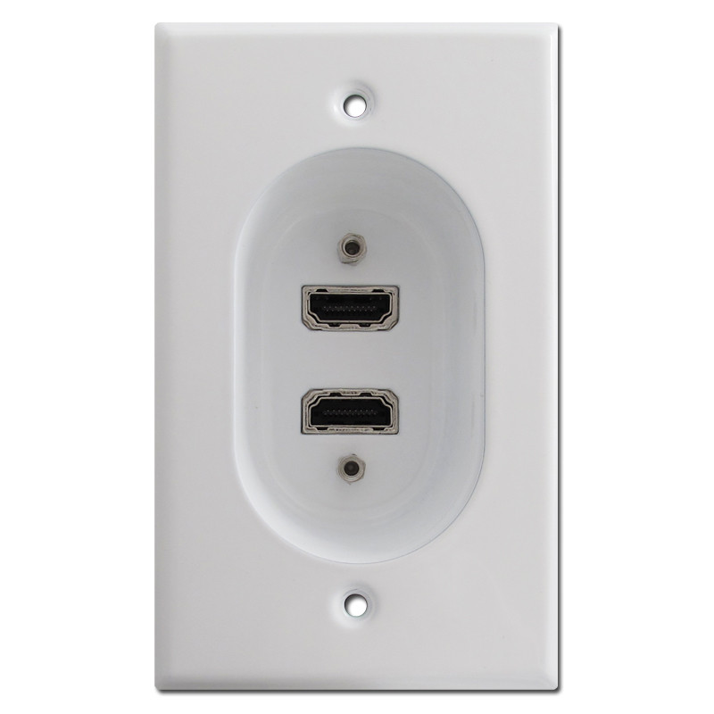 Recessed Coax Jack Outlet Cover for Flat TV - White | Kyle Switch Plates