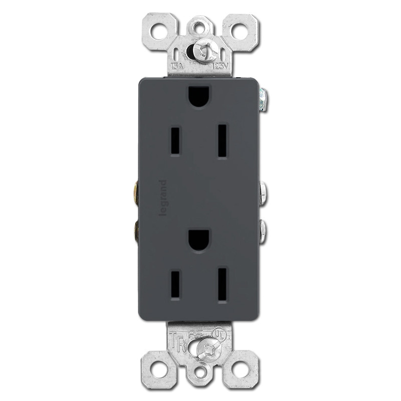 Black 15A Tamper Resistant Decorator Receptacle