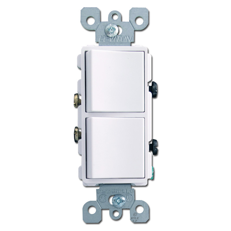 20A White Decora Switch with Double Rocker Switches Leviton 5627-W