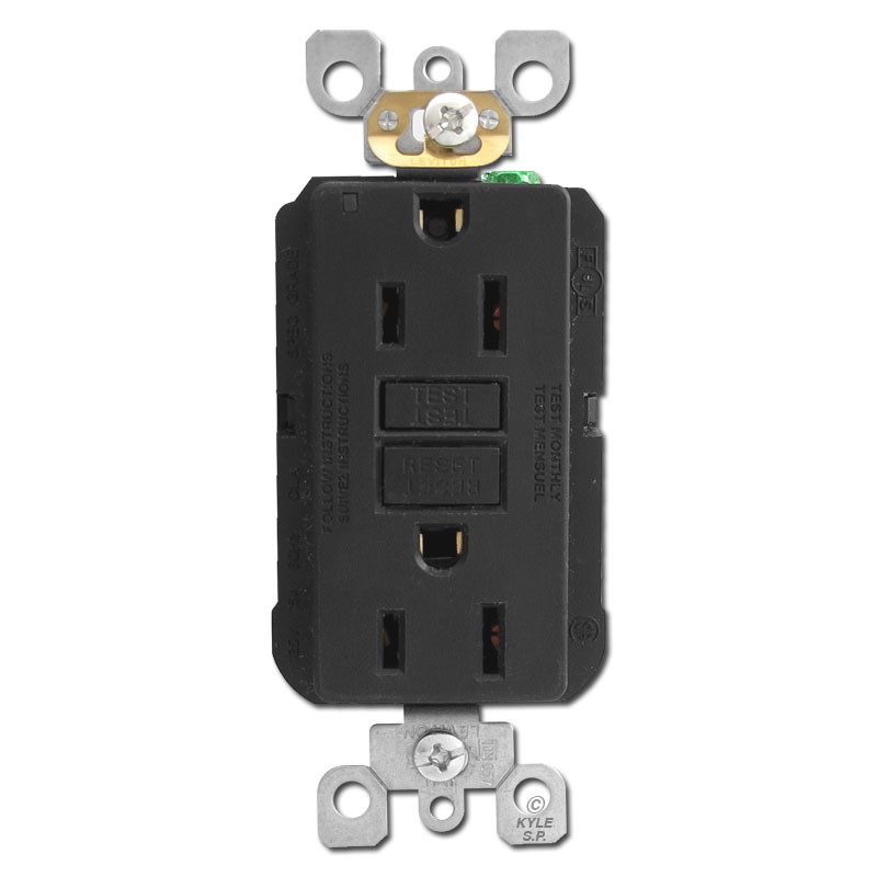 Black 15A GFCI Decora Receptacle | Kyle Switch Plates