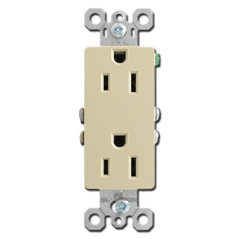 Ivory 15A Block Outlet Receptacle | Kyle Switch Plates