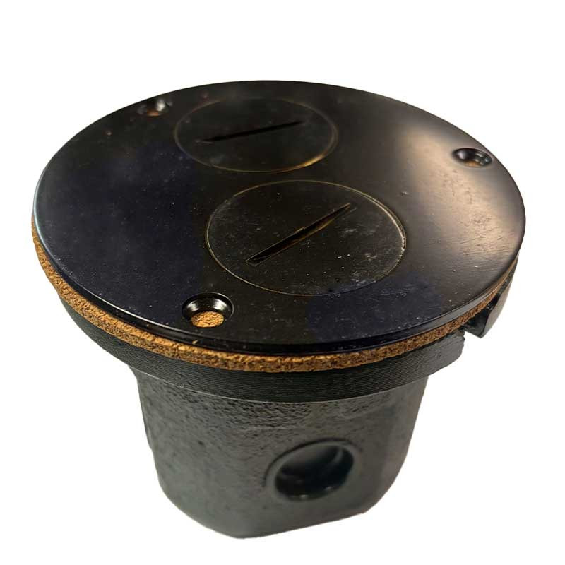 Round 4" Floor Box Assembly Duplex Outlet, Dark Bronze Cove