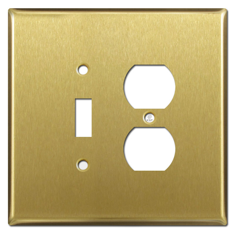 Oversized 1-Toggle 1-Duplex Outlet Cover - Raw Natural Brass
