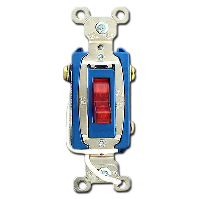 3 Way Pilot Light Switches - Clear Lighted Toggle 15A P&S PS15AC3-CPL