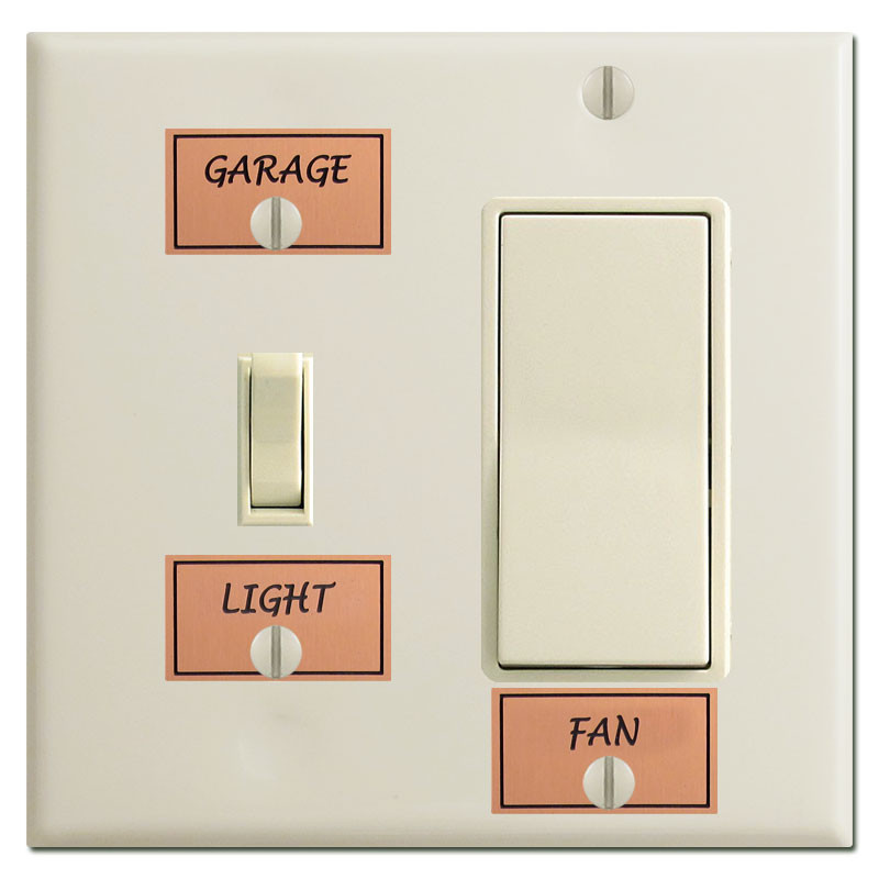 Switch Plate Labels & Engraved Name Tags Identify Light Switches