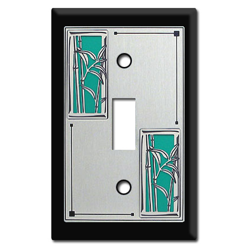 Asian Bamboo Light Switch Plates in Chrome Metal - Kyle Design