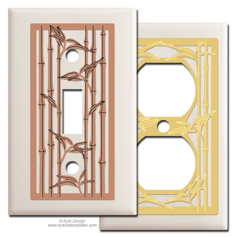 Asian Bamboo Wall Switch Plates in Oil Rubbed Bronze - Kyle Design
