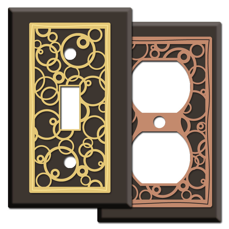 Abstract Circles Light Switch Plates in White - Kyle Design