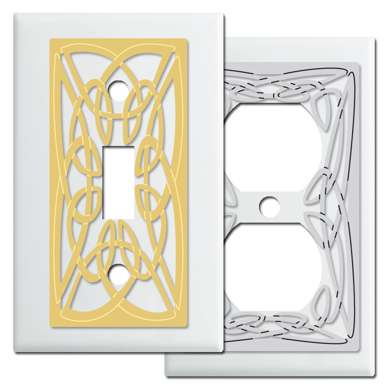 Celtic Knot Design Wall Switch Plates in White - Kyle Design
