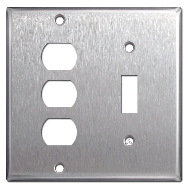 8'' Tall Thin 3 Tandem Despard Switch Plates - Satin Stainless Steel