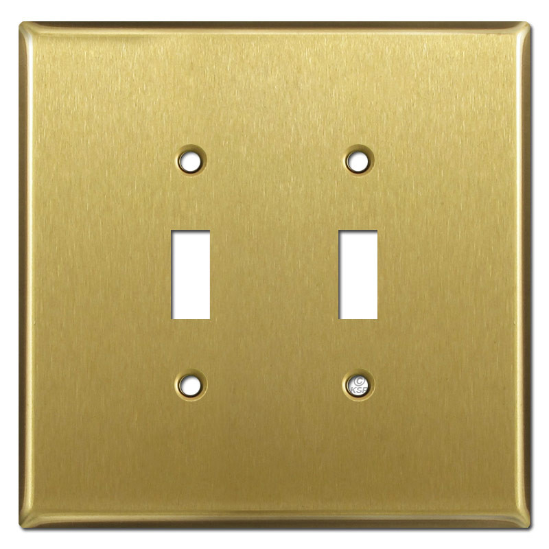 Oversized 2 Toggle Light Switch Covers - Satin Brass