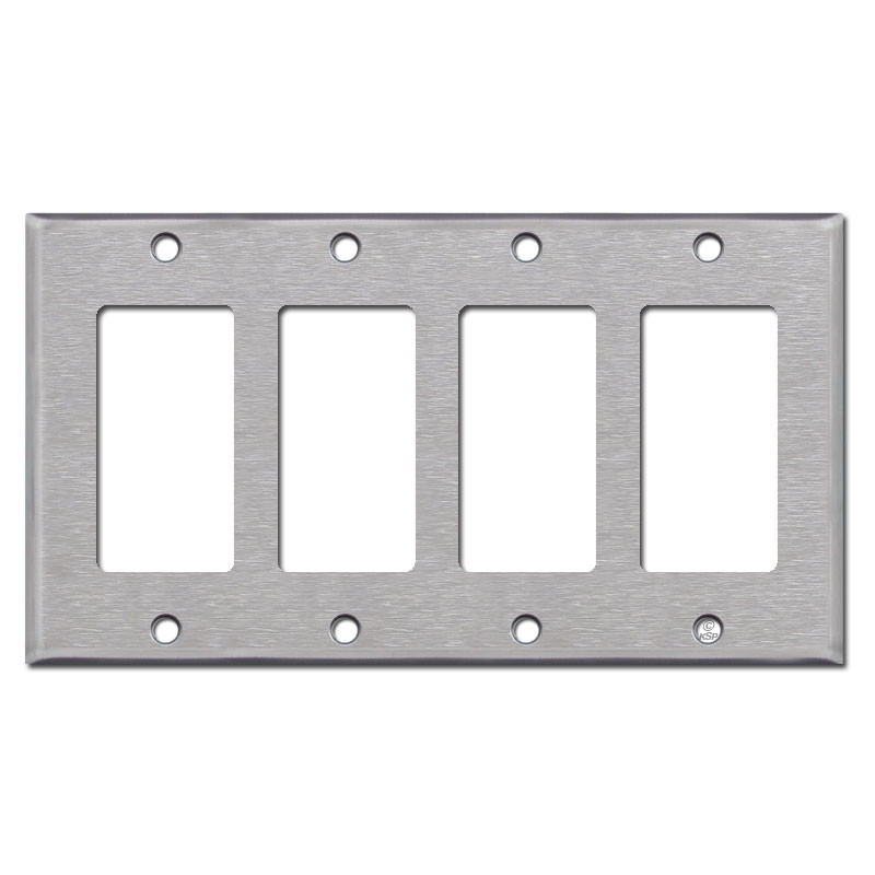 4 Gang Rocker Light Switch Plates - Spec Grade Stainless Steel
