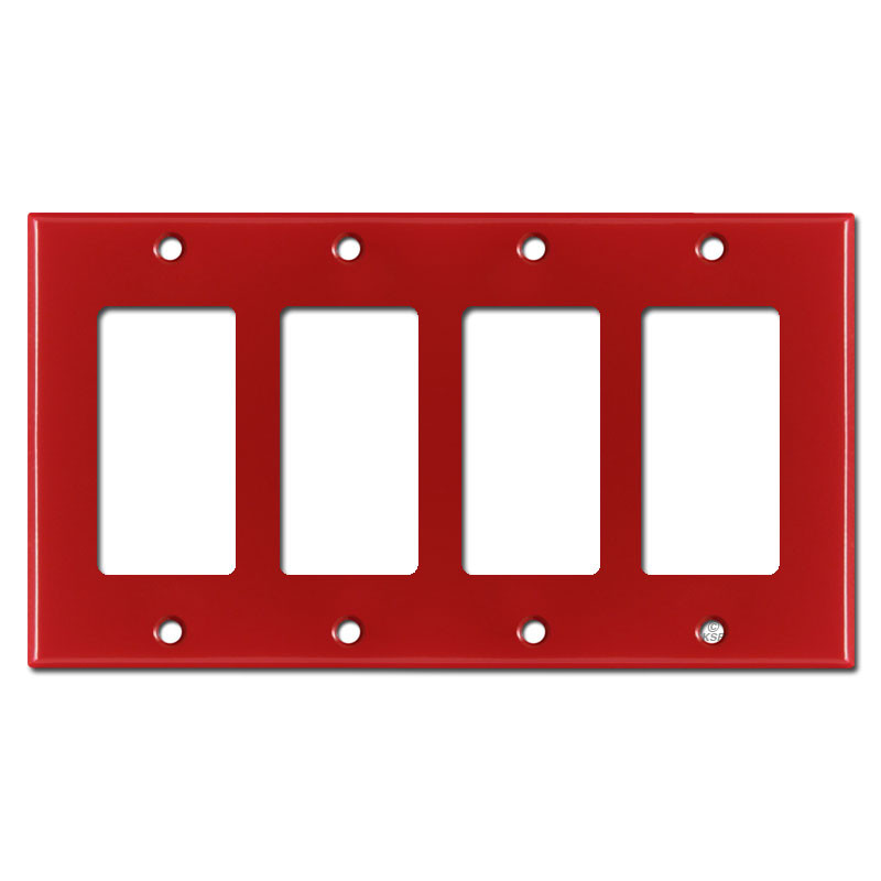 4-Gang Four Decora Rocker Light Switch Covers - Red