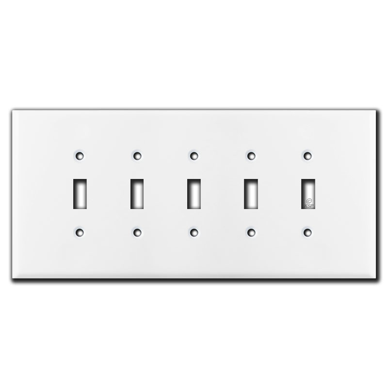 Oversized 5 Toggle Switch Plate - White | Kyle Switch Plates