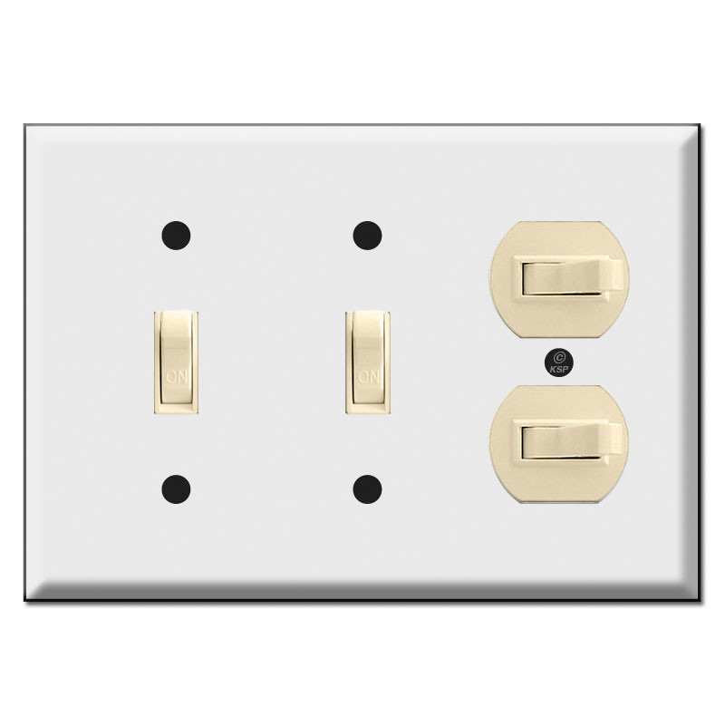 Vertical & Horizontal 3 Toggle Combo Wall Switch Plates