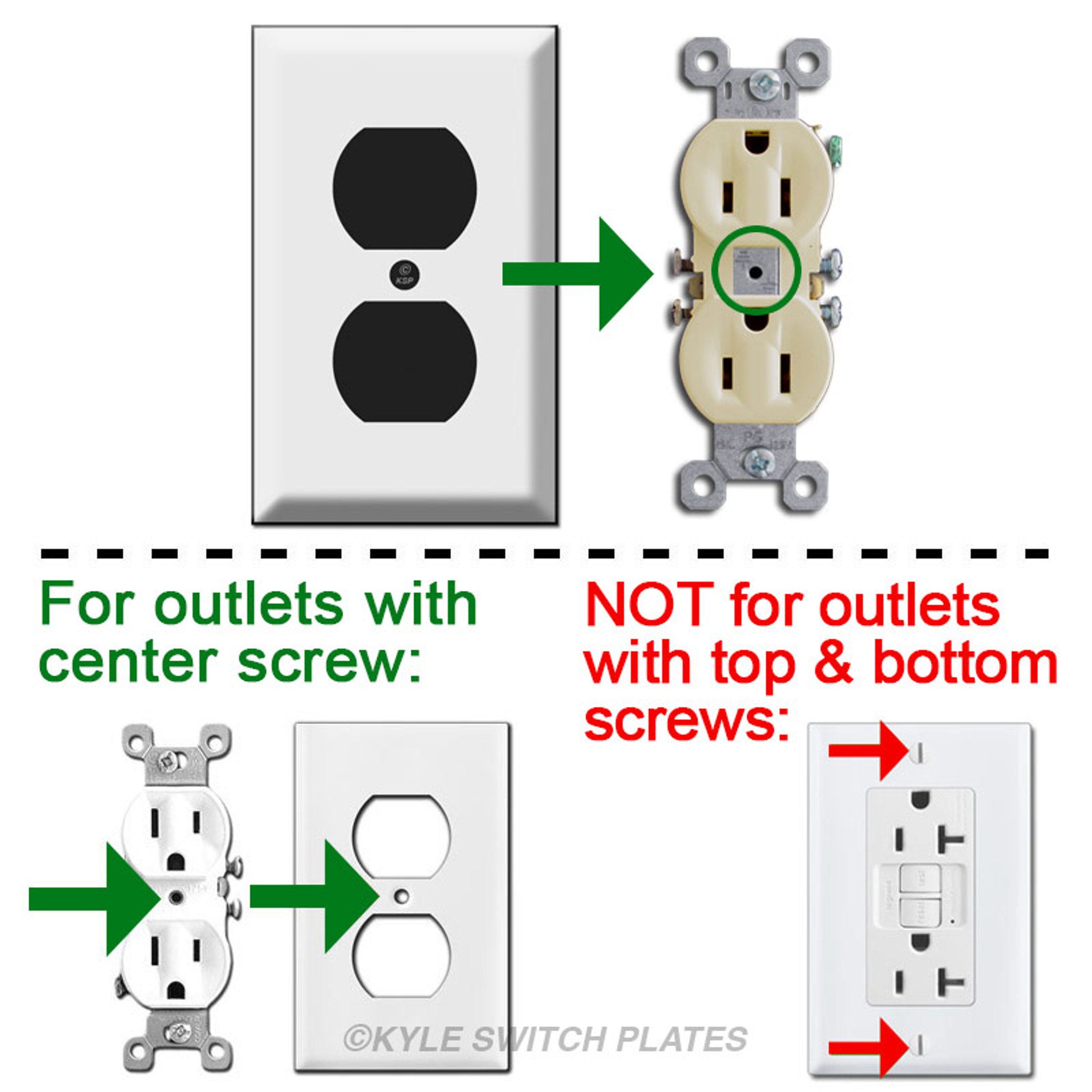 Raised Single Outlet Wall Covers White Kyle Switch Plates