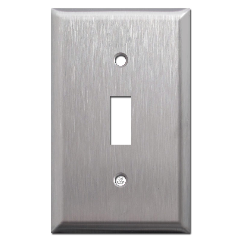 Raised 1 Toggle Light Switch Plates - Satin Stainless Steel