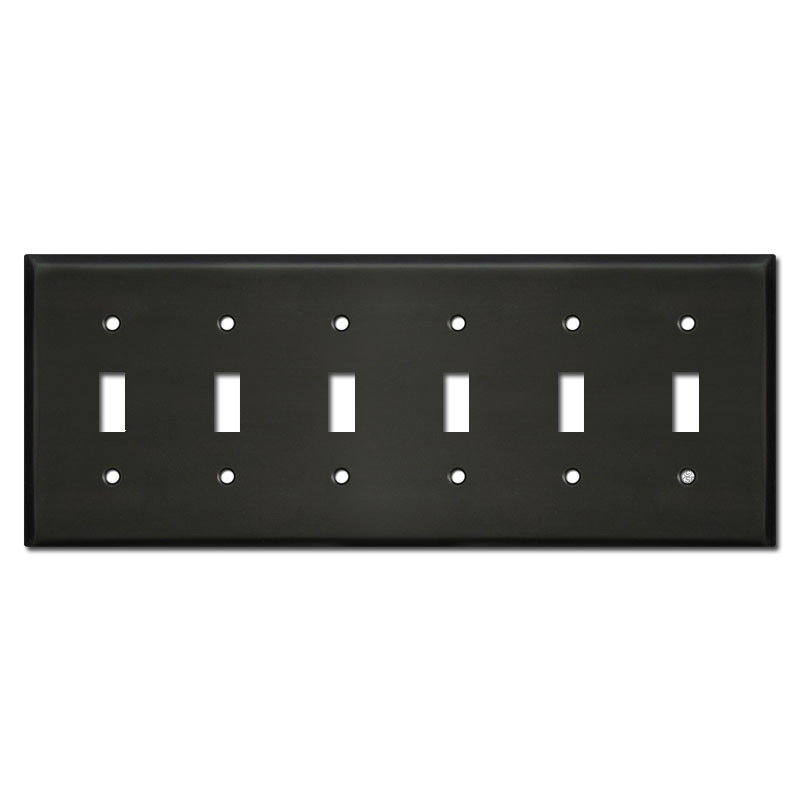 6 Gang Toggle Light Switch Plates - Dark Bronze