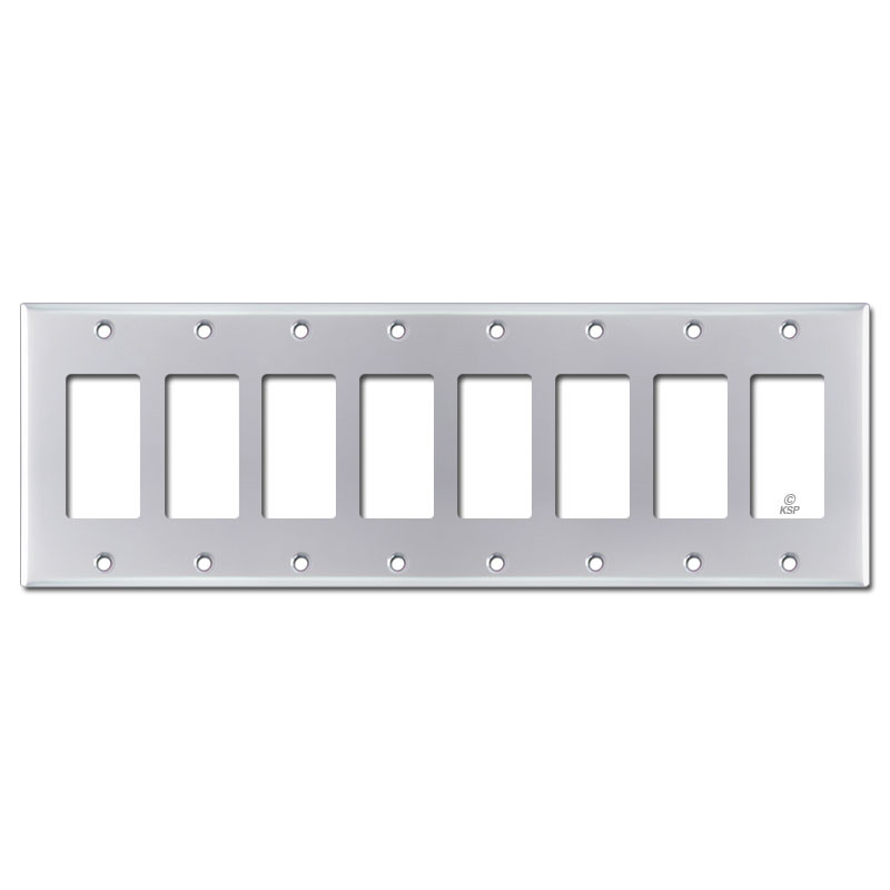 8 Gang Rocker Switch Plates - Polished Chrome