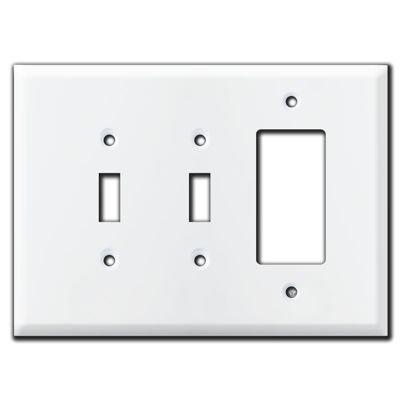 Jumbo 2 Toggle and 1 Rocker Switch Plates - White