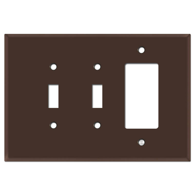 Oversized Double Toggle Single Rocker Switch Plate - Brown