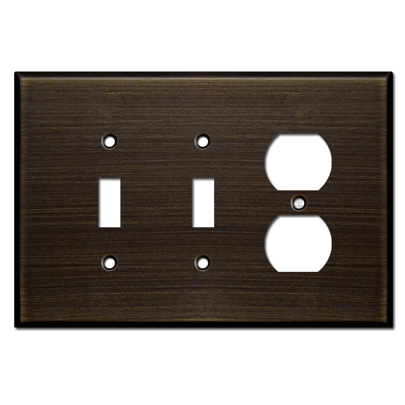 Jumbo 1 Outlet 2 Toggle Switch Plate - Oil Rubbed Bronze